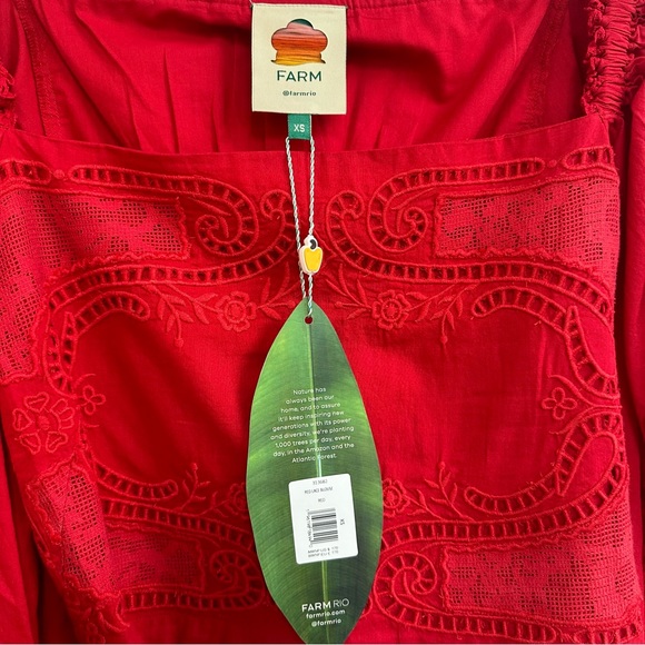 FARM Rio | Tops | Farm Rio Lace Blouse In Red | Poshmark